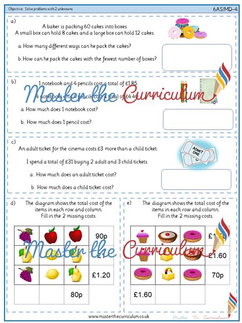 Solve Problems With 2 Unknowns 5 Master The Curriculum