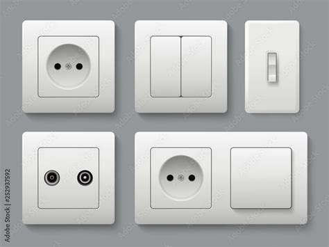 Electric Socket Switches House Shifting Electrical Switches Vector Realistic Template