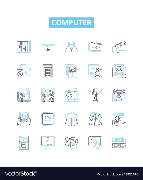 Computer Line Icons Set Laptop Royalty Free Vector Image