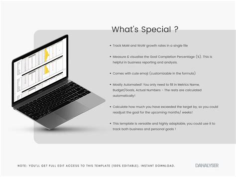 Multipurpose Analytics KPI Spreadsheet Template Social Media Monthly Weekly Growth Dashboard