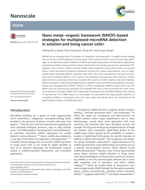 Pdf Nano Metal Organic Framework Nmof Based Strategies For