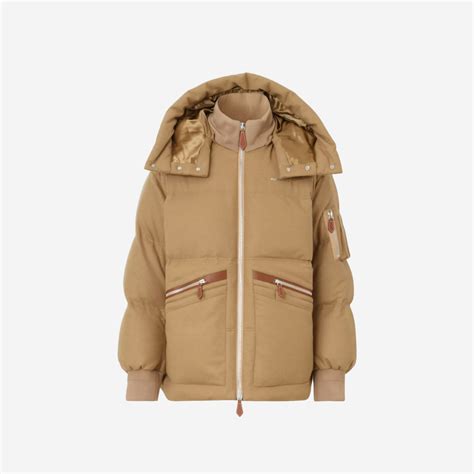 버버리 디테처블 후드 코튼 개버딘 퍼퍼 자켓 카멜 Burberry Kream