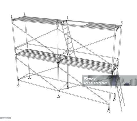 3d 윤곽 스 캐 폴드 3d의 벡터 렌더링 비계에 대한 스톡 벡터 아트 및 기타 이미지 비계 외형선 0명 Istock