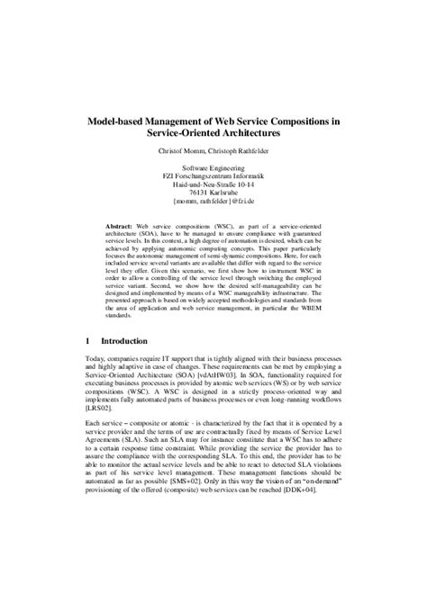 Pdf Model Based Management Of Web Service Compositions In Service Oriented Architectures