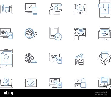 Content Marketing Line Icons Collection Strategy Audience Engagement