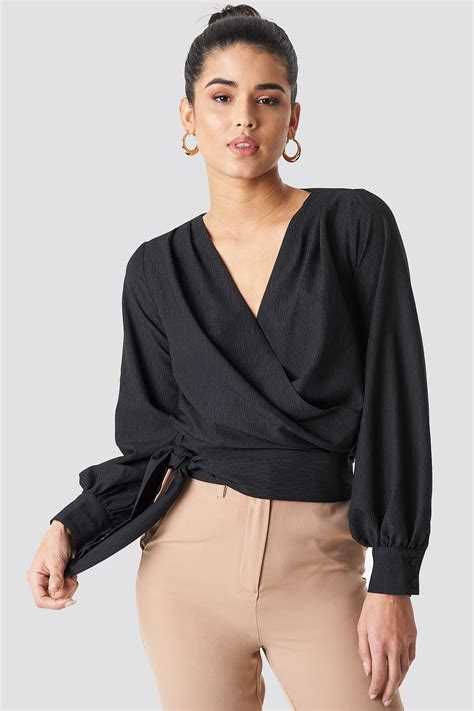 Wrap Around Blouse Black Na
