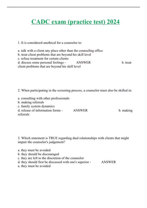 CADC Exam Practice Test 2024 CADC Stuvia UK