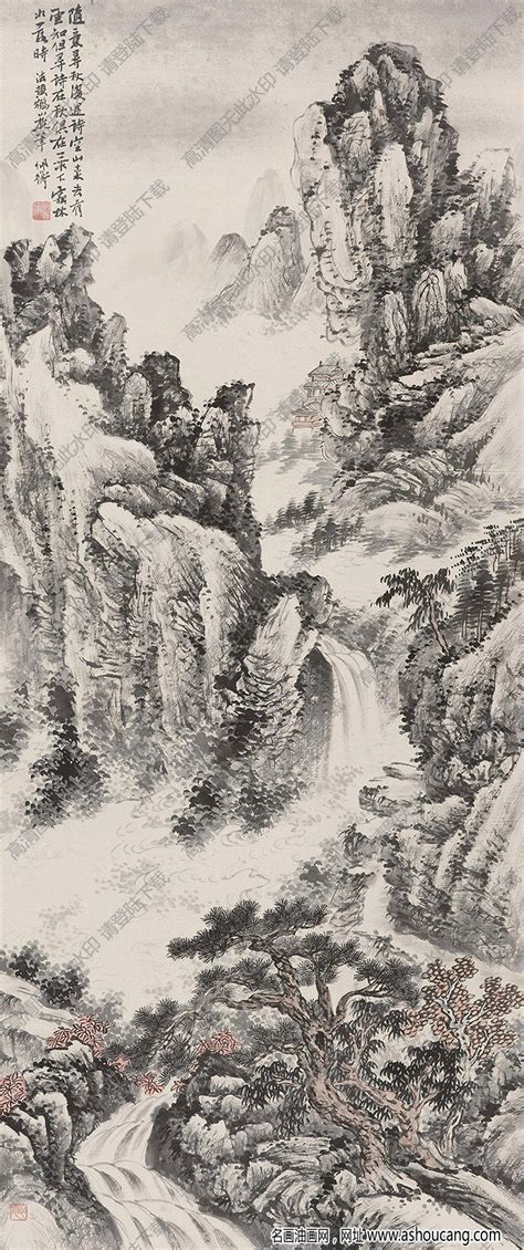 胡佩衡国画 仿黄鹤山樵山水 高清大图下载 名画油画网
