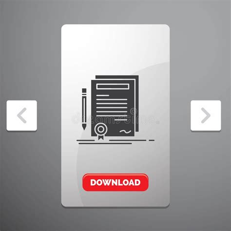 business certificate contract degree document glyph icon in carousal pagination slider