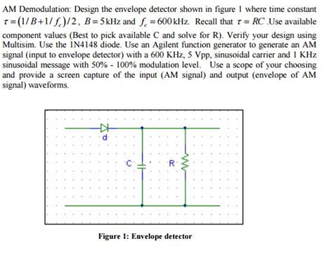 Solved Am Demodulation Design The Envelope Detector Shown