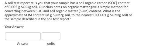 Solved A Soil Test Report Tells You That Your Sample Has A Chegg Com