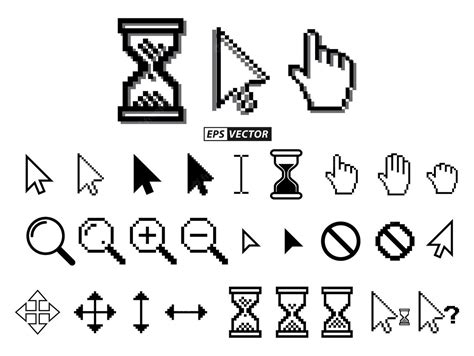 Premium Vector Set Of Pixel Cursors Or Pixel Hourglass Or Pixel Mouse