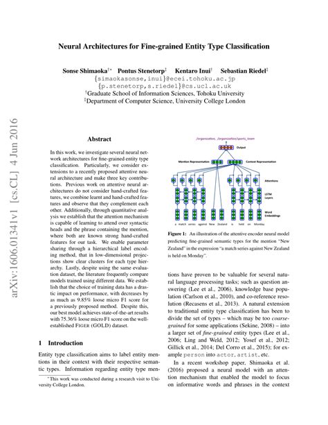Pdf Neural Architectures For Fine Grained Entity Type Classification