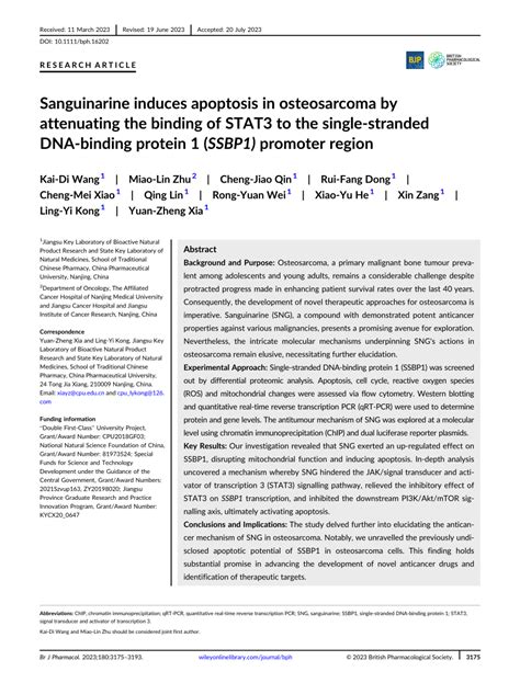 Sanguinarine Induces Apoptosis In Osteosarcoma By Attenuating The Binding Of Stat3 To The Single