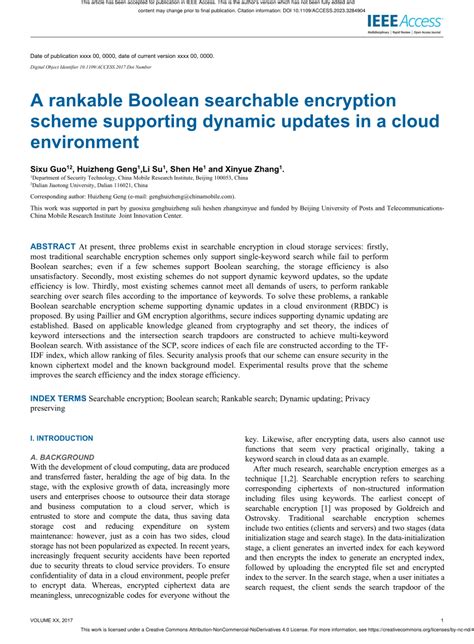 Pdf A Rankable Boolean Searchable Encryption Scheme Supporting Dynamic Updates In A Cloud