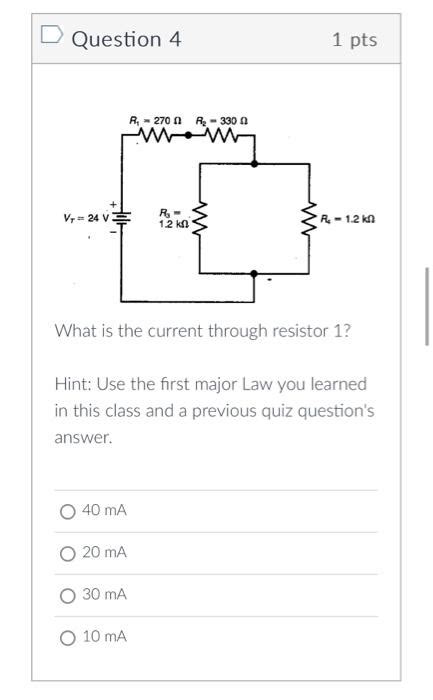 Solved What Is The Current Through Resistor 1 Hint Use