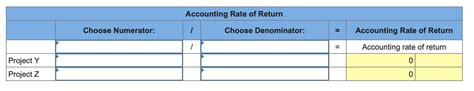 Solved Accounting Rate Of Return Choose Denominator Choose