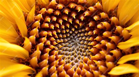 The Fibonacci Sequence Seeds In A Sunflower Premium Ai Generated Image