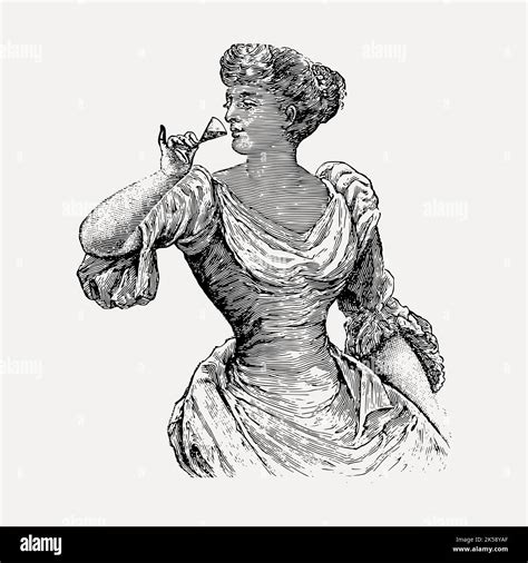 Victorian Woman Drinking Clipart Vintage Illustration Vector Stock Vector Image And Art Alamy