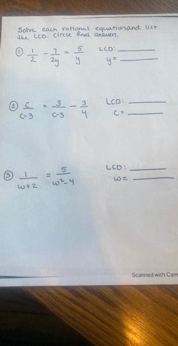Solved Solve Each Rational Equationand List The Lcd Circle