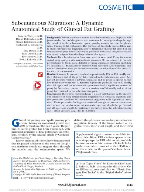 A Dynamic Anatomical Study Of Gluteal Fat Grafting Docslib