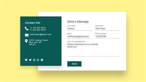 How To Make Contact Form Using Html And Css Youtube