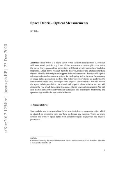 PDF Space Debris Optical Measurements