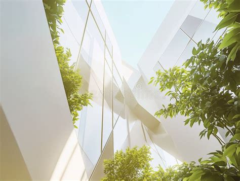 A Modern Architectural Design Featuring Sleek Angular Buildings With Glass Facades Reflecting