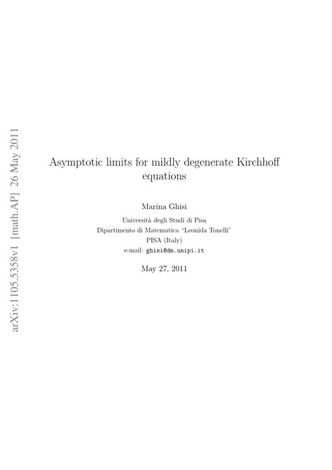 Pdf Asymptotic Limits For Mildly Degenerate Kirchhoff Equations