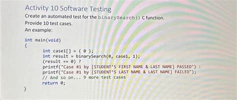 Solved Activity 10 Software Testing Create An Automated Test