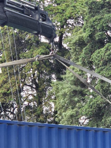 Crane Lifting A Shipping Container Stock Image Image Of Stacked