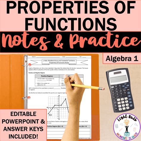 Properties Of The Graphs Of Functions Guided Notes And Worksheet