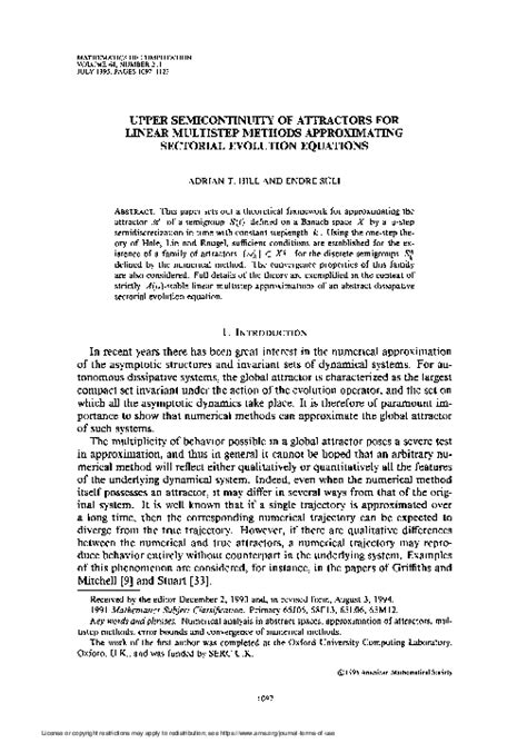 Pdf Upper Semicontinuity Of Attractors For Linear Multistep Methods Approximating Sectorial