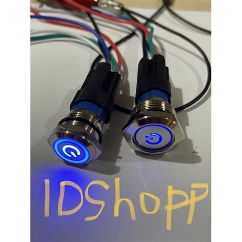 Jual Saklar Led Stainless Tombol On Off Push Button Metal Plus Soket Dan Kabel Mm Mm