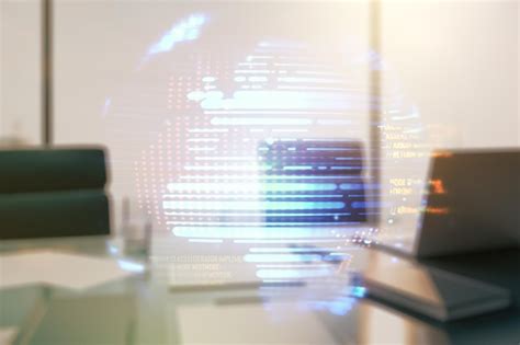 Premium Photo Abstract Creative Coding Concept With World Map And Modern Desktop With Computer