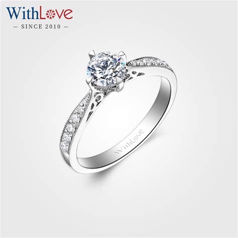 WithLove唯爱品越 18K金豪华结婚四爪钻戒订婚钻石戒指年华 虎窝淘