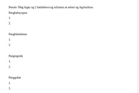 Panuto Mag Bigay Ng Halimbawa Ng Suliranin StudyX