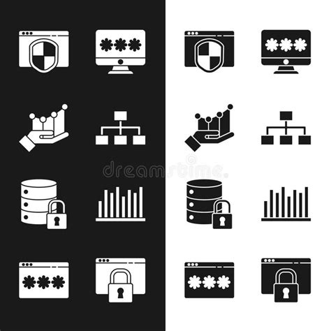 Set Hierarchy Organogram Chart Pie Infographic Browser With Shield Monitor Password Server
