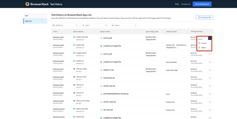 View Your Session History In BrowserStack App Live BrowserStack Docs