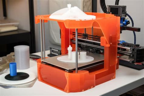 3d printing robot with finished product and materials in place