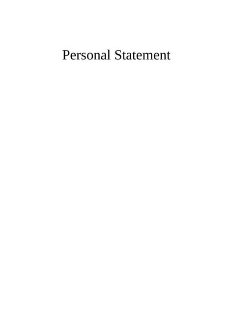 Personal Statement Study Of Business And Management