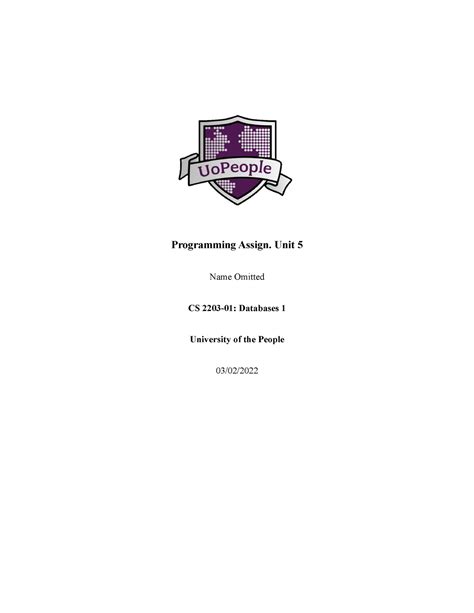Programming Assign Unit 5 Programming Assign Unit 5 Name Omitted Cs