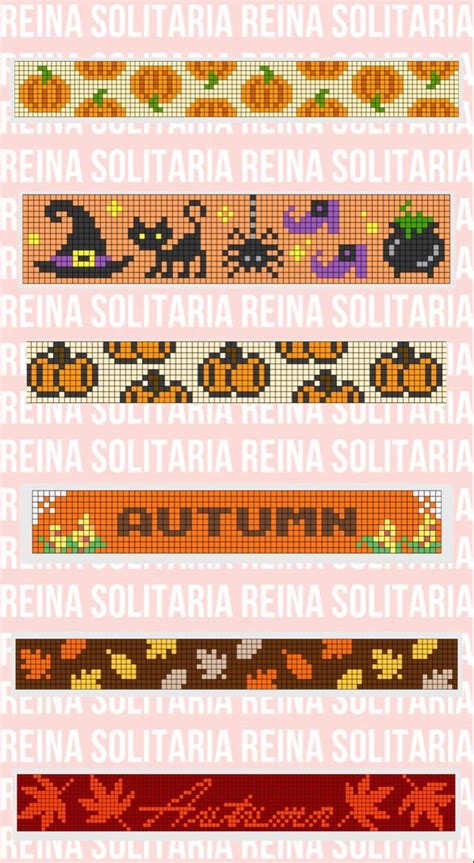 осенние браслеты Вышитые крестиком закладки Вышивка по канве Узоры для браслетов дружбы