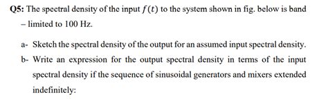 Q The Spectral Density Of The Input F T To The Chegg