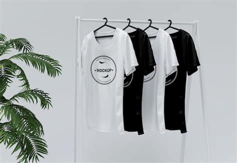 현실적인 매달려 티셔츠 모형 템플릿 프리미엄 Psd 파일