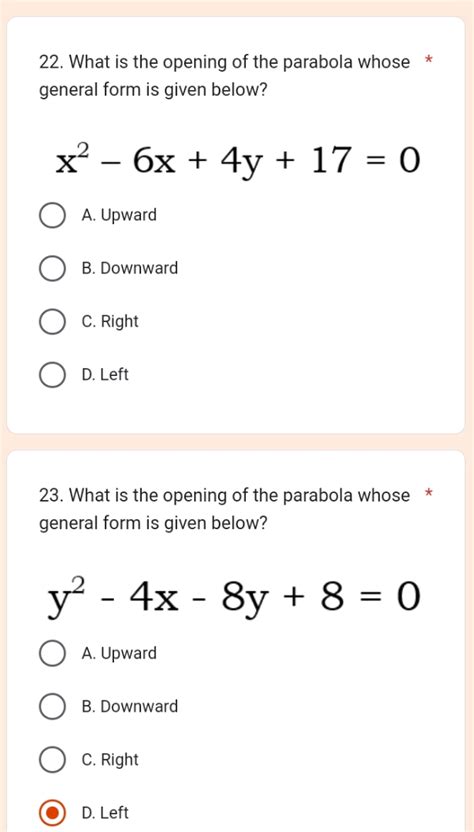 22 What Is The Opening Of The Parabola Whose Studyx