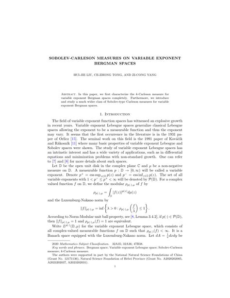 Pdf Sobolev Carleson Measures On Variable Exponent Bergman Spaces