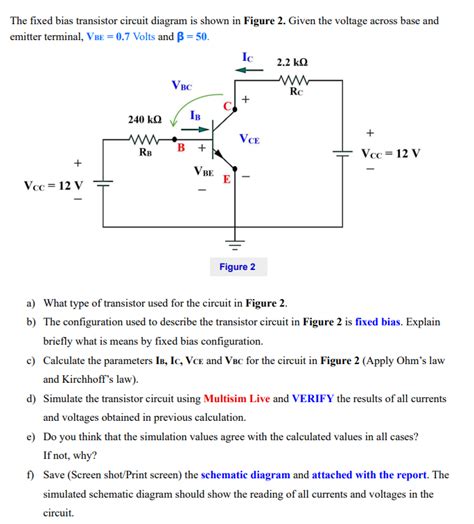 Solved The Fixed Bias Transistor Circuit Diagram Is Shown In