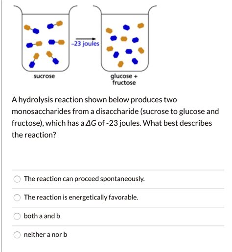 Solved 23 Joules Sucrose Glucose And Fructose The Hydrolysis Reaction Shown Below Produces Two