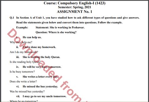 Aiou Compulsory English I 1423 Assignment No 1 Spring 2021 Download
